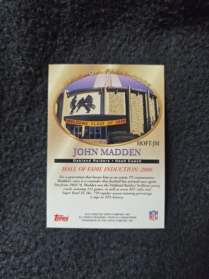 2006 Topps Hall of Fame Tribute #HOFT-JM John Madden Oakland Raiders | eBay