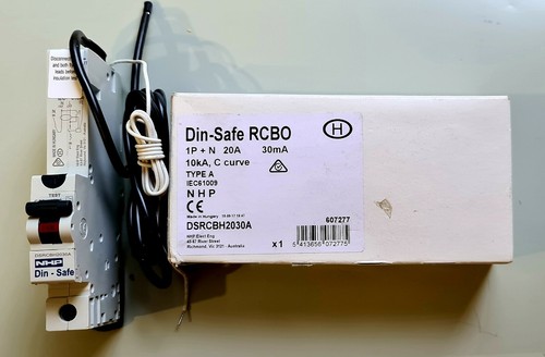 NHP TERASAKI 20A 30mA RCD 10kA C-Curve RCBO Din-Safe 1P+N DSRCBH2030A ...
