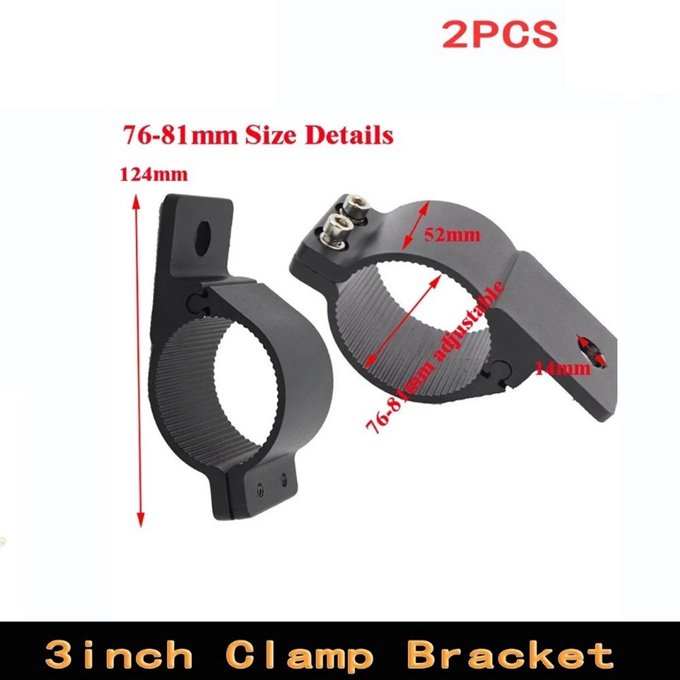 2X 3 Inch 76-81mm Bull Bar Roll Cage Mount Bracket Clamps LED Work ...