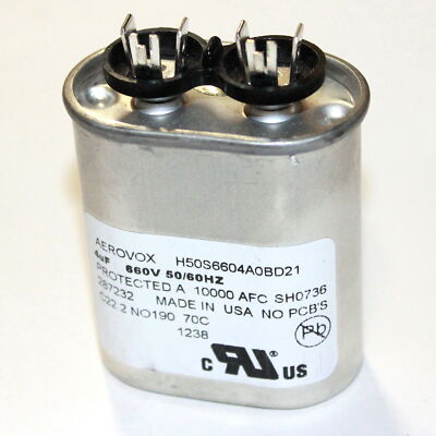 AEROVOX H50S6604A0BD 4uF 660VAC 50/60HZ Oval Motor Run Film Capacitor ...