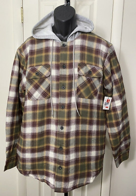 Wrangler Quilt Lined Hooded Flannel Shirt Men’s Size Medium Plaid ...
