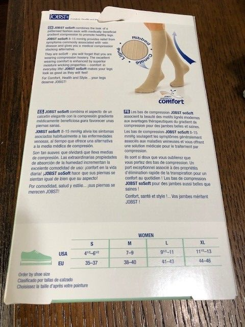 Jobst 120275 So Soft Womens Compression Socks Sand XL Knee CT 8-15 mmHg ...