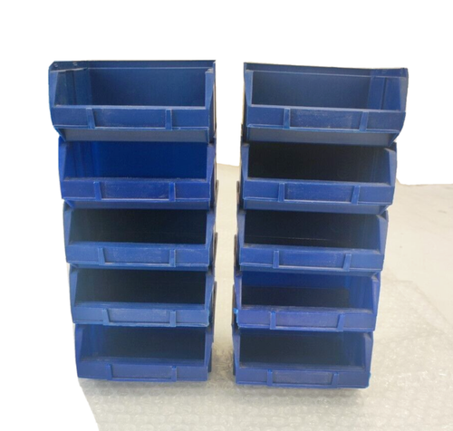 40 x Stackable Semi-Open Front Blue Plastic Parts Storage Bins Boxes ...