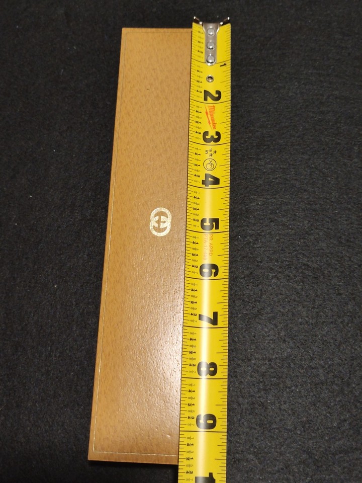 VINTAGE GUCCI BROWN EMPTY FAUX LEATHER HINGED WATCH CASE BOX 9.5" X 2. ...