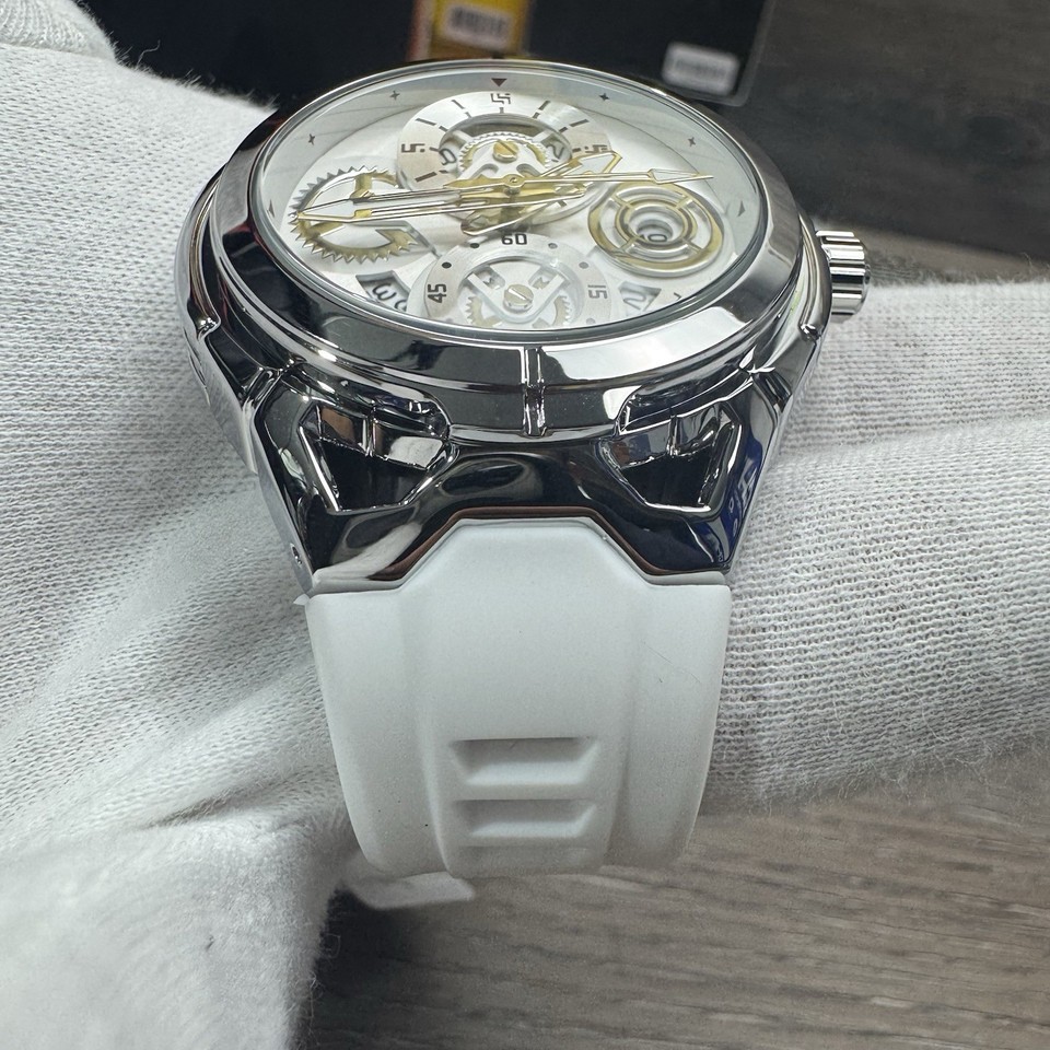 Invicta Activa Watch Men 44mm Silver Stainless Steel White silicon Band ...