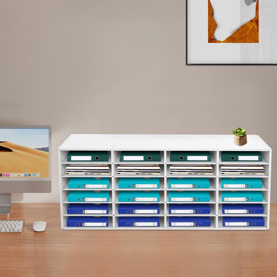 24 Slots Paper & Mail Organizer File Classification Cabinet Literature ...