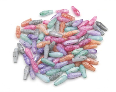 100 pc 15mm Teardrop Crackle Glass Painted Opaque Beads Assorted Mix ...