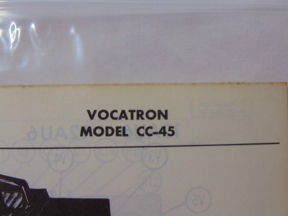 SAMS PHOTOFACT FOLDER MANUAL & SCHEMATIC RADIO VOCATRON MODEL CC-45 ...