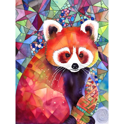 Red Panda Modern Polygon Pattern Folk Art Huge Wall Art Print Picture ...