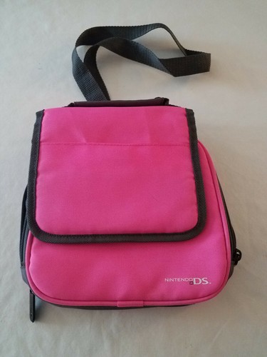 Nintendo DS PINK Bag Carrying Case shoulder strap zippered pockets game ...