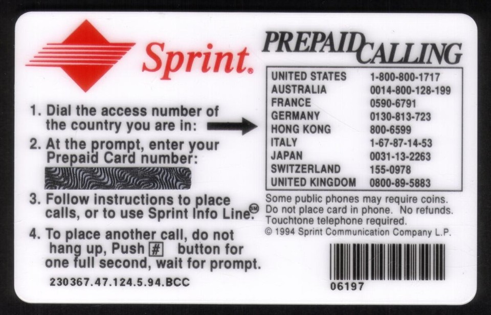 20u, 3 Logo Card : Sprint / France Telecom / Germany Telekom Phone Card ...
