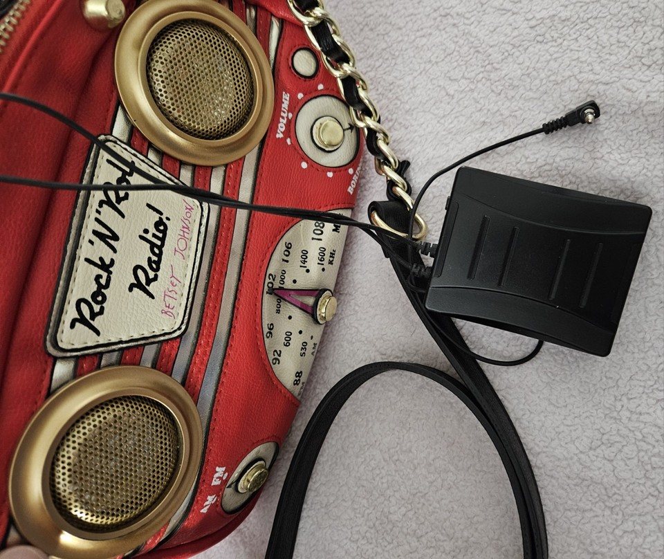 Betsey Johnson Tune In Radio Crossbody Purse Boom Box | eBay