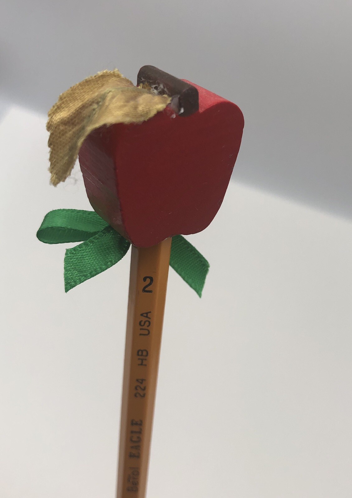 Wood Red Apple Shaped Collectible Pencil Topper With Pencil | eBay