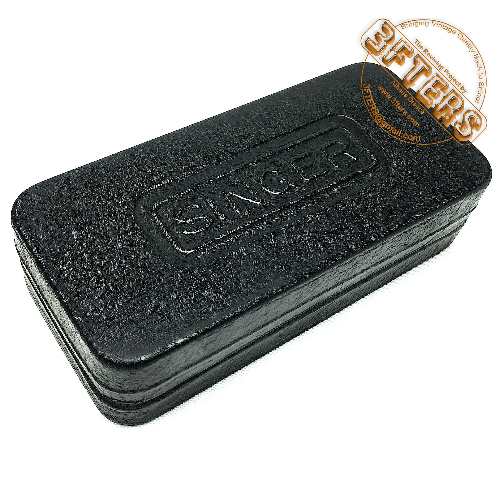 SINGER Black Godzilla Attachment Box Metal Crinkled Complete ...