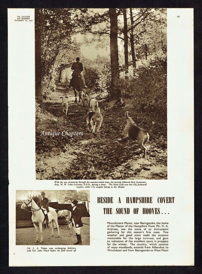Hampshire Hunt Meet Moundsmere Manor Montacute Selby-Lowndes 1951 Photo ...