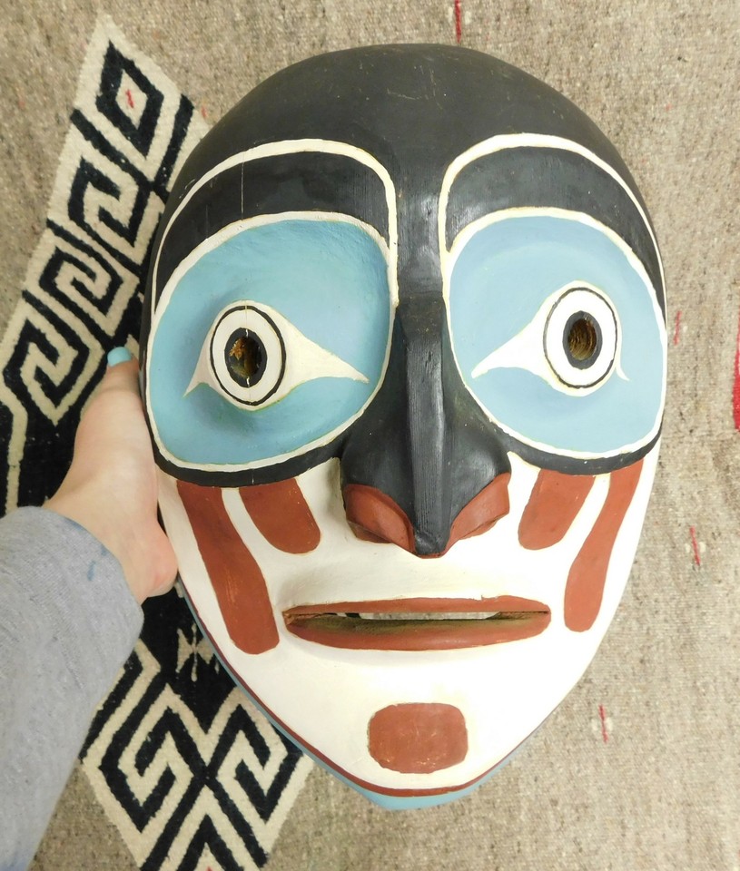 NORTHWEST COAST NATIVE AMERICAN INDIAN KWAKAWAKA'WAKW CARVED MAN MASK ...