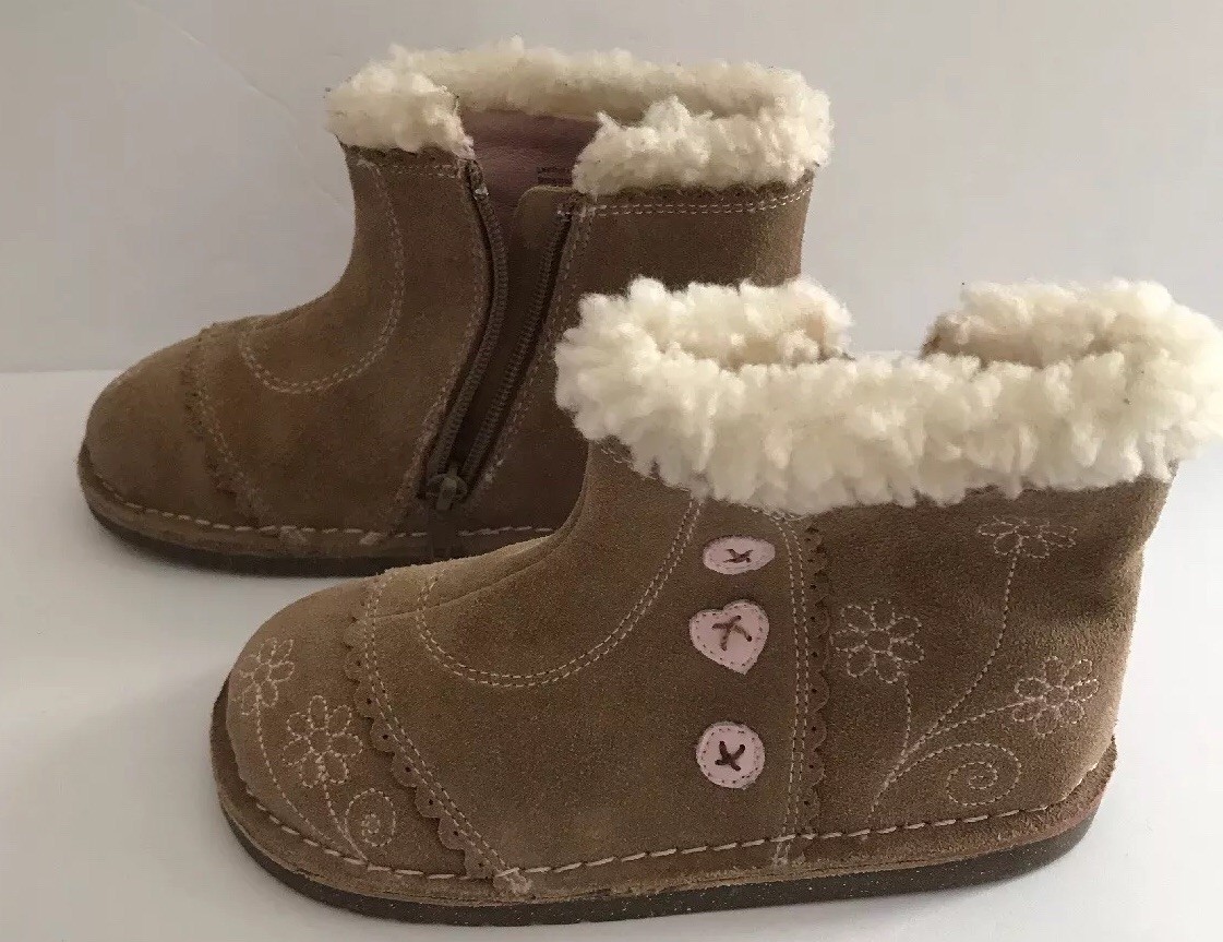 VGC Robeez Baby Girls Suade Maroon Faux Fur Boots. US Kids Size 8.5 EUR ...