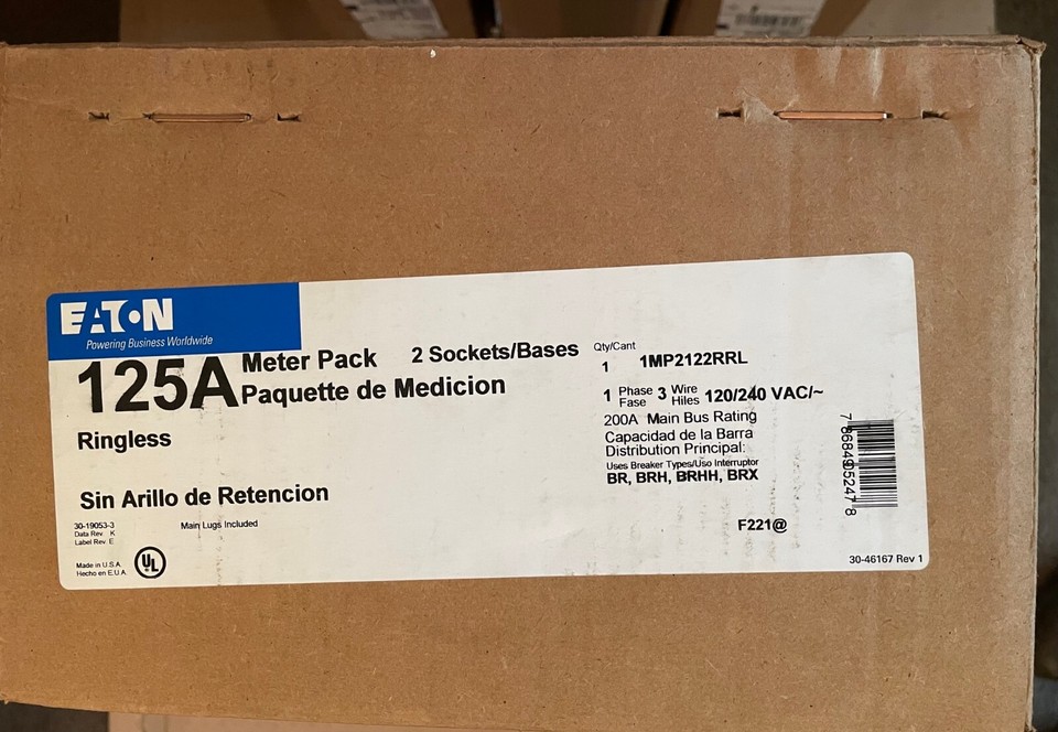 eaton 2 gang meter channel pack 1MP2122RRL 2g socket | eBay
