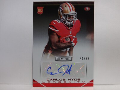 2014 Rookies & Stars Longevity Ruby Signatures /99 Carlos Hyde Rookie ...