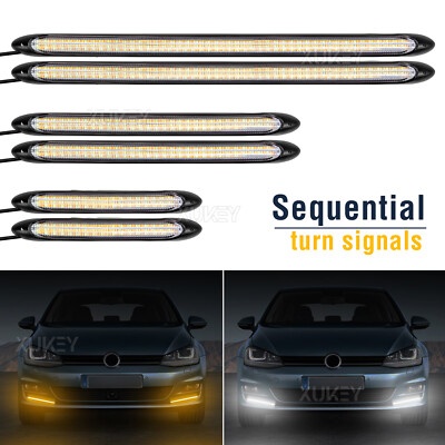2x Sequential LED Strip Turn Signal Car Truck Daytime Running Light ...