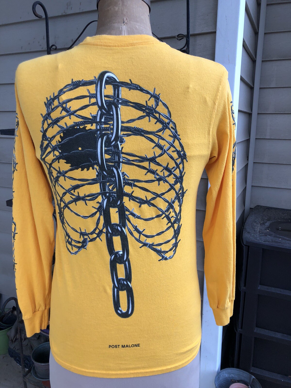 Post Malone Skeleton Barbed Wire Long Sleeve Tour Shi… - Gem