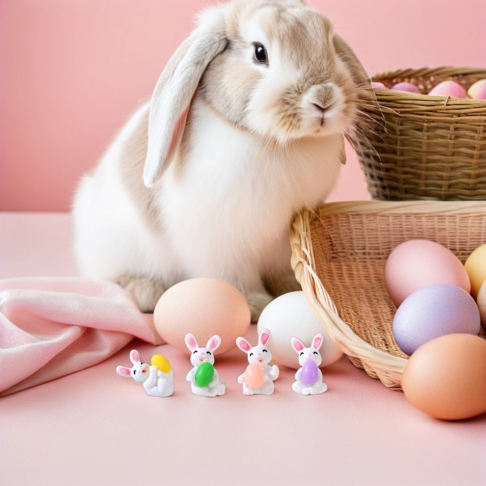 20pcs Easter Bunny Figurines: Mini Resin Rabbit Statue - Garden Bunny ...