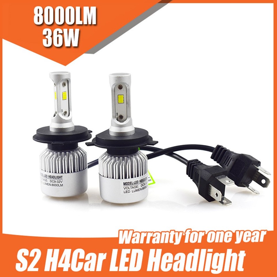 2Pcs Car Headlight Bulbs H4 LED Bulb Chips Led Headlight | eBay UK