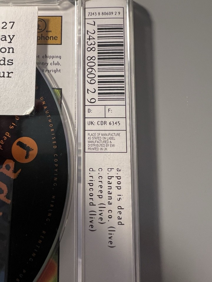 Radiohead Pop Is Dead CD Single CDR6345 DJ Sticker | eBay UK