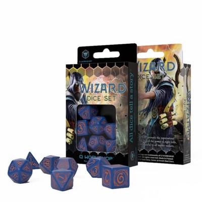 WIZARD DICE SET RPG ROLE PLAYING GAMES Q-WORKSHOP NAVY BLUE & ORANGE ...
