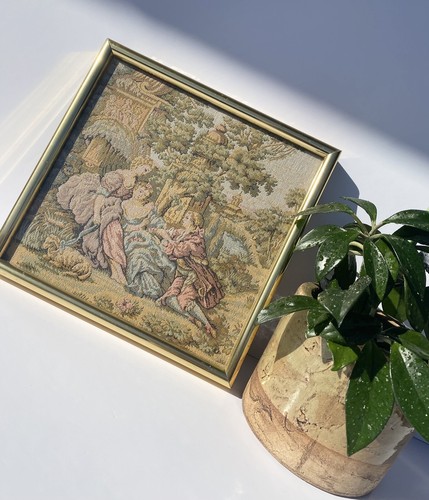 Vintage Tapestry Framed European Gold Frame Female Italy Tapestries ...