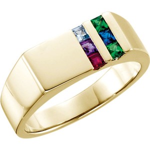 Men's Ring for Father 14K Solid Gold Dad's Ring 1-6 Birthstones, Father ...