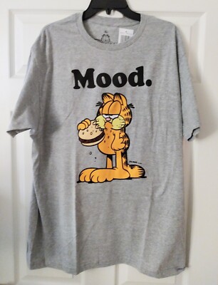 Garfield Men's Graphic Print Cotton Short Sleeve T-shirt Color: Grey ...