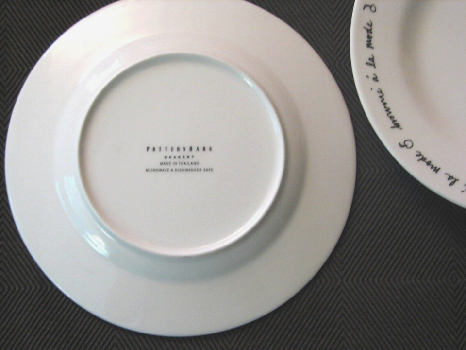 Pottery Barn " Dessert" 4 Plate Set With Black Wording Mint Condition ...