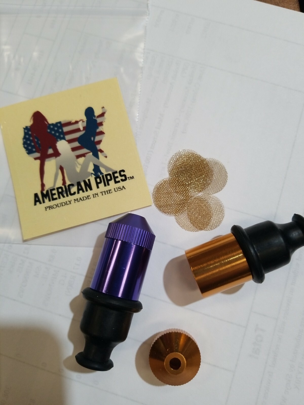 Purple and gold Set of 2 pieces sneak a toke american pipes with brass ...