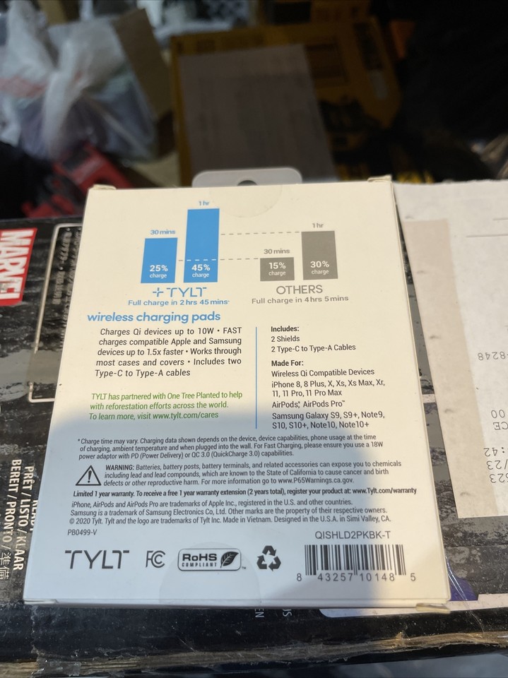 New TYLT Shield 10W Slim Fastest 2 Pack Wireless Charging Pads for ...