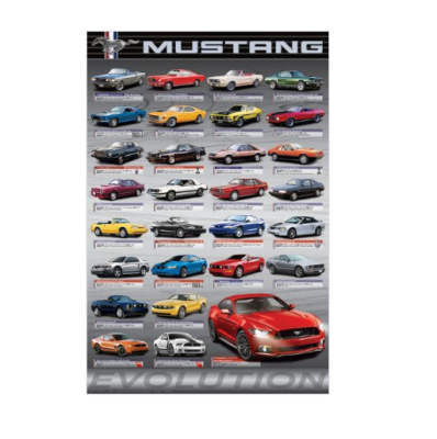 Ford Mustang 50th Anniversary Evolution Car Poster 24" x 36" BRAND NEW ...