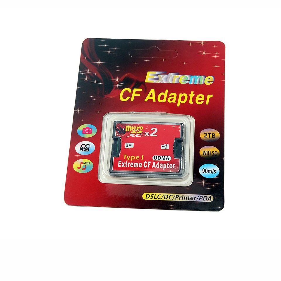 Dual 2 port Micro SD SDHC to Compact Flash CF 1 Type I Card Adapter ...