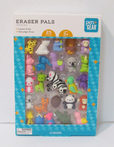 NEW Pen+Gear Eraser Pals Animals 25 Count Latex and Smudge Free Ages 3 ...