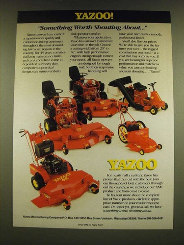 1990 Yazoo Mowers Ad - Yazoo! Something worth shouting about | eBay