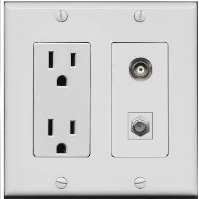 RiteAV 15 Amp Power Outlet and BNC COAX Wall Plate [Gray] | eBay