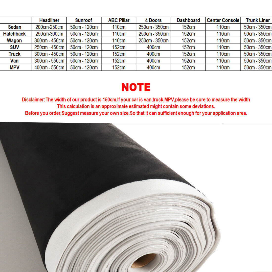 Auto Headliner Fabric Foam Backing Roof Hood Trunk Lining Restore Car ...