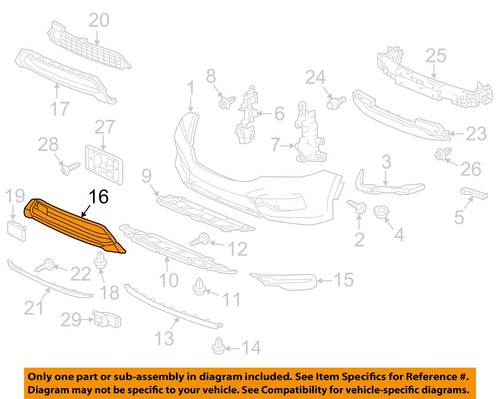 HONDA OEM 16-17 Accord Front Bumper Bumper Components-Lower Grille ...
