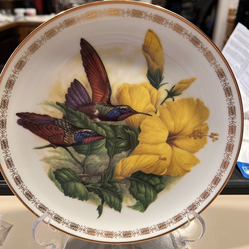 Hamilton Collector Plate, 1988 “ Garnet Throated” Hummingbird, COA. EUC ...
