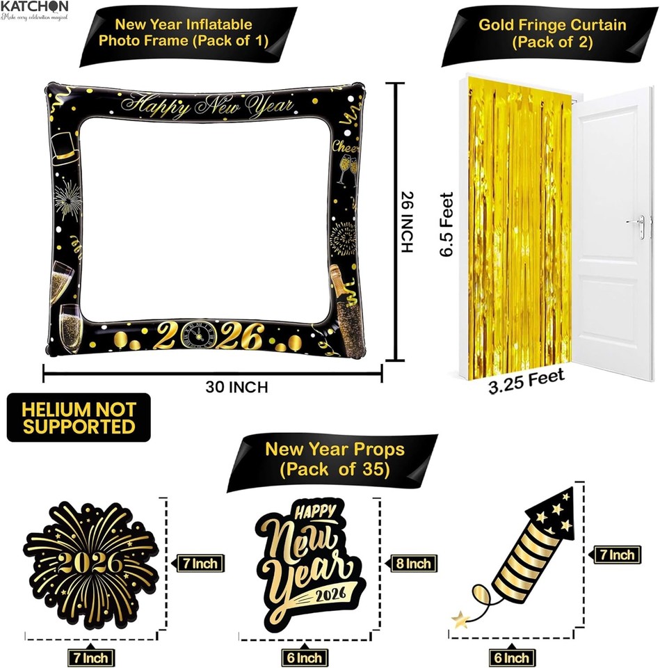 KatchOn, New Years Photo Booth Props Frame Set - Frame,props With ...