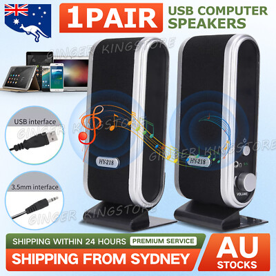 1 Pair USB Speakers Computer Speaker Sound Stereo For PC Notebook ...