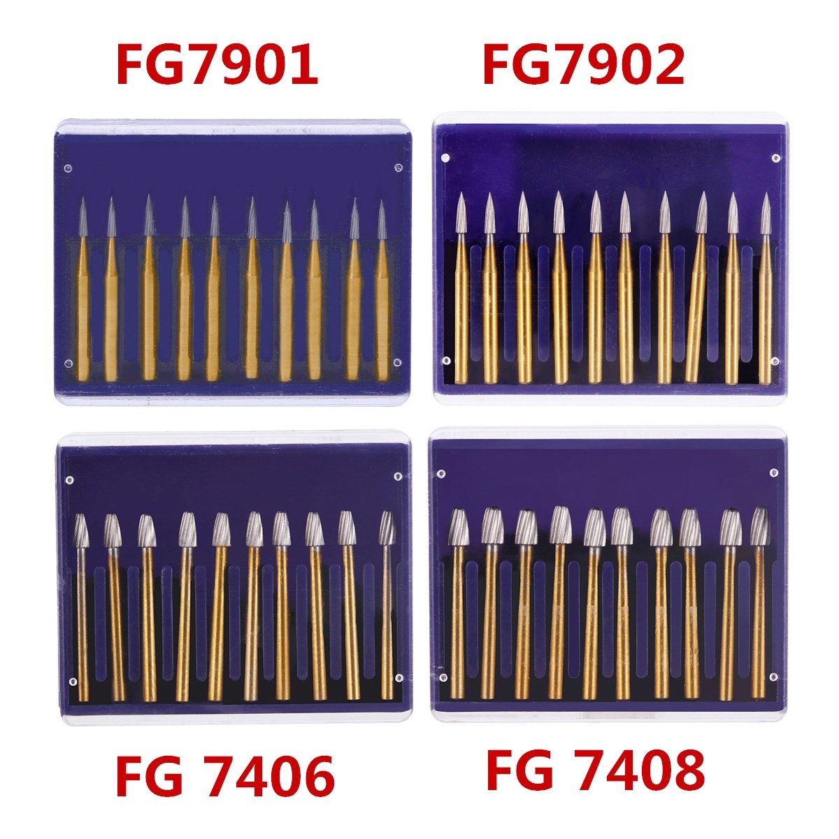 Dental Tungsten Steel Carbide Burs Titanium Coated FG 7901/ 7902/ 7406 ...