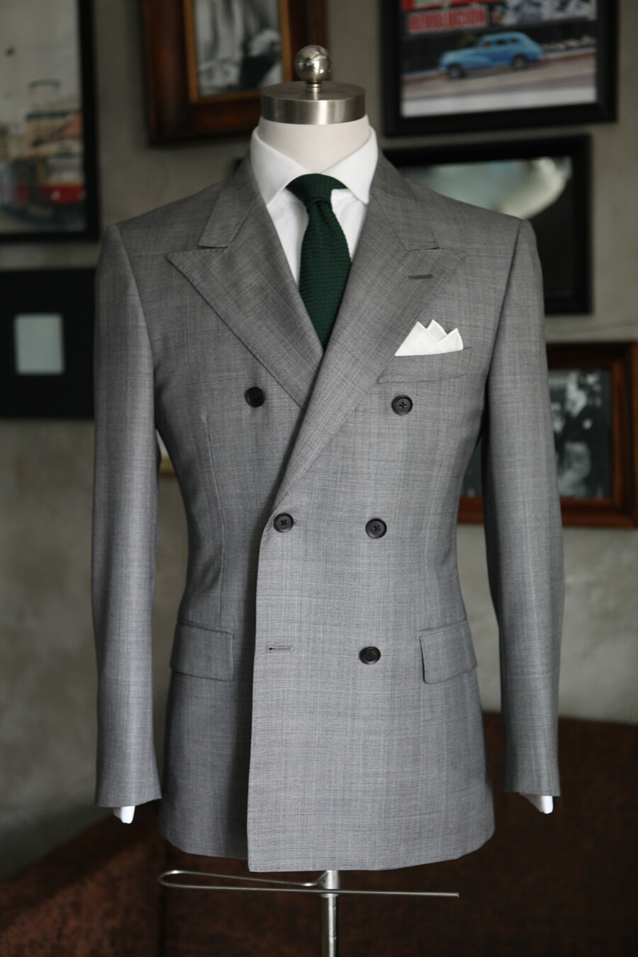 Fashion Men's Suit Gray Double-breasted Jacket Slim Spring Coat Party ...