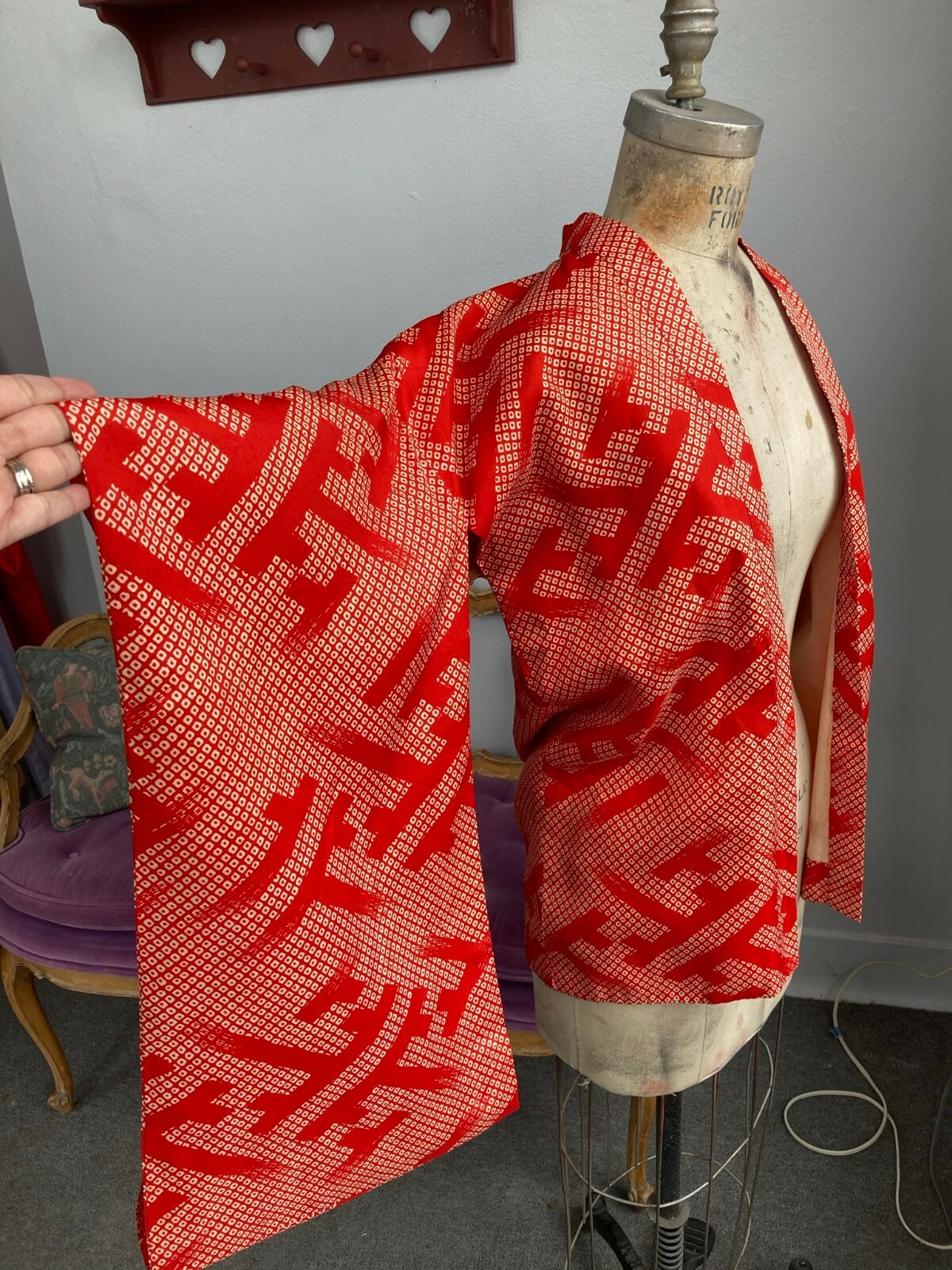 Vintage Red and Ivory House Jacket, in the style of a… - Gem