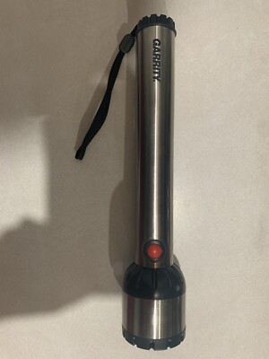 Vintage Metal Garrity Flashlight WORKS Silver/Black Carrying Strap 12 ...