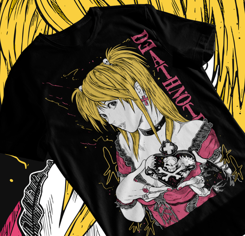 Death Note Misa Amane T- Shirt Manga Anime Black Short Sleeve Shirt ...